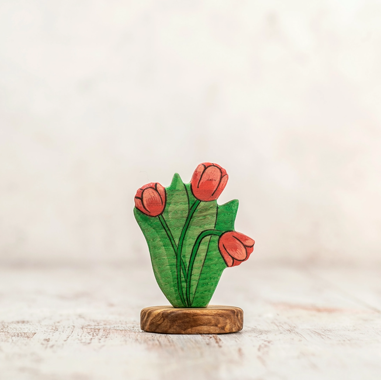 Tulip Flower Wooden Figure - Spring Play | The Playful Peacock