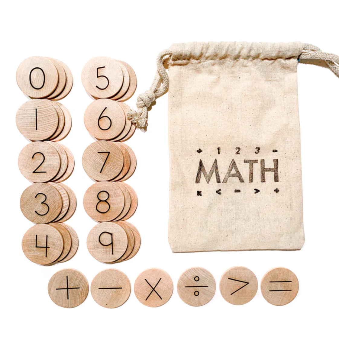 Wooden Math Manipulatives Learning Discs | The Playful Peacock