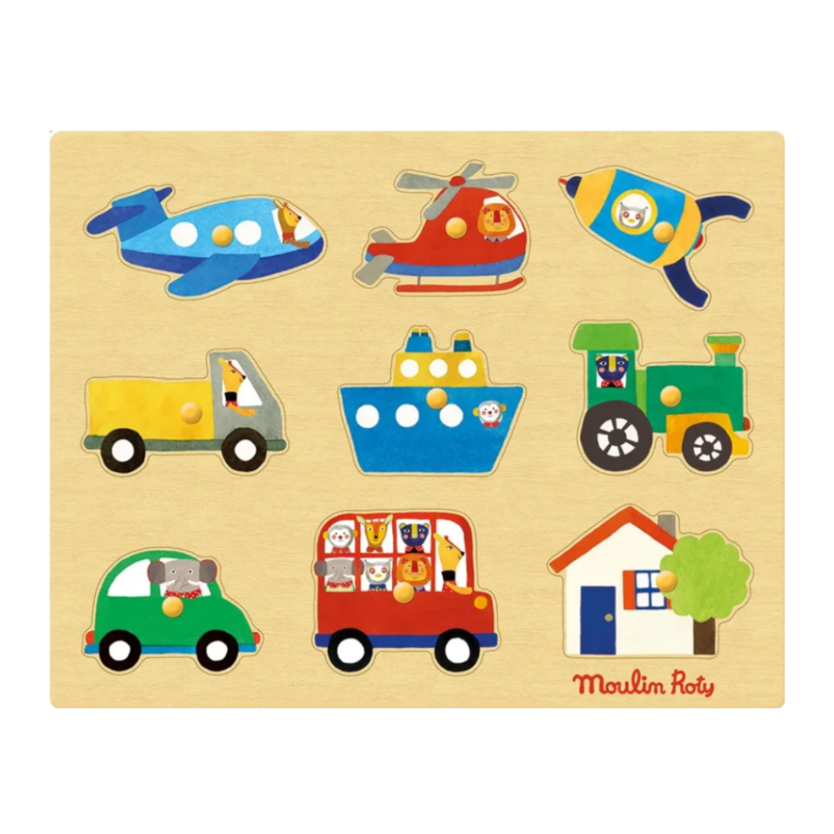 Moulin Roty Transport Peg Puzzle for Toddlers | The Playful Peacock