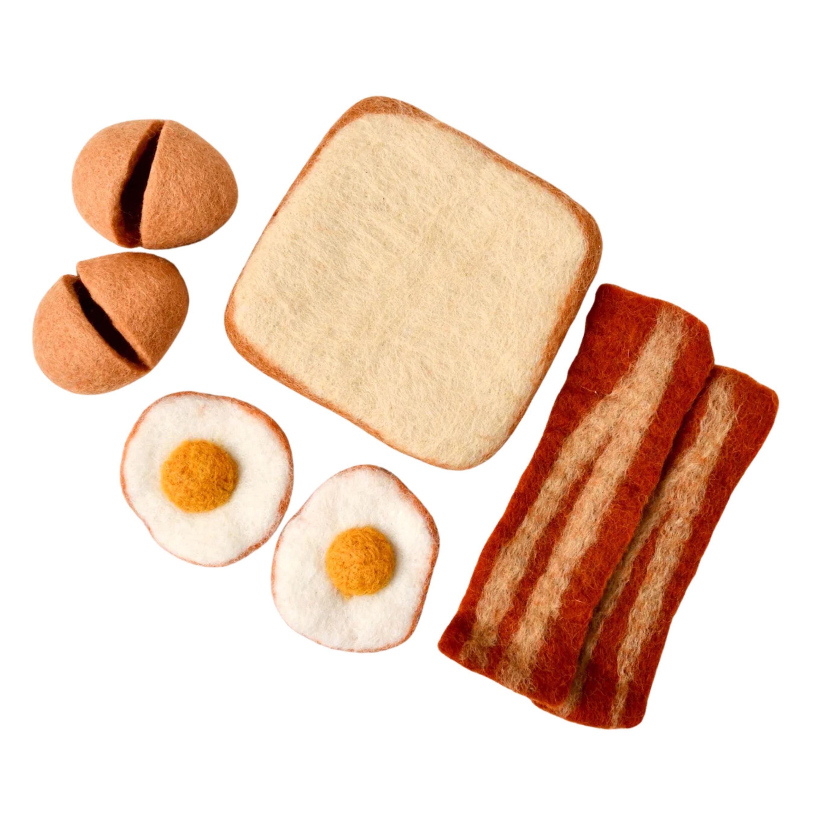 Felt Bacon and Eggs Play Food Set | Tara Treasures – The Playful Peacock
