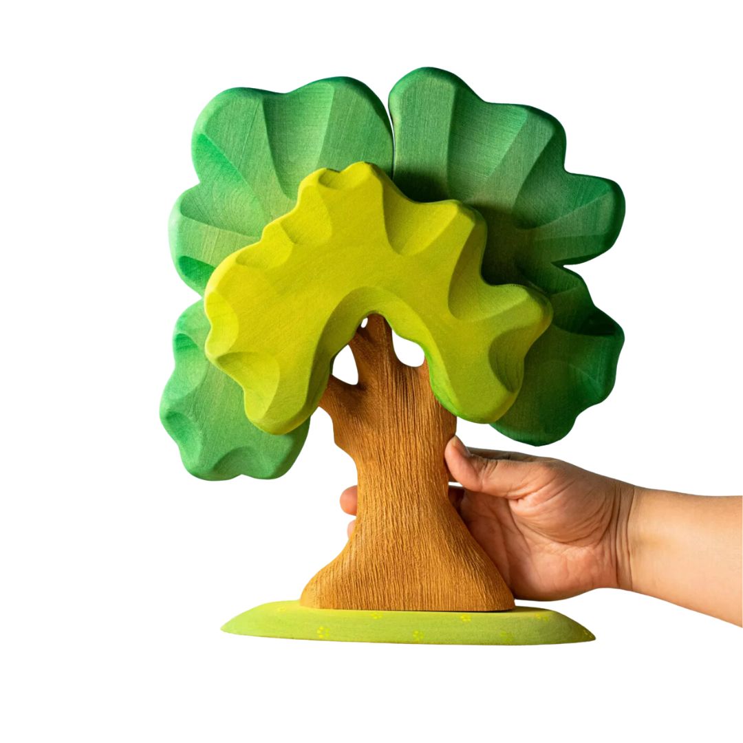 Bumbu Toys Wooden Large Oak Tree Green: Handcrafted Heirloom | Unique ...