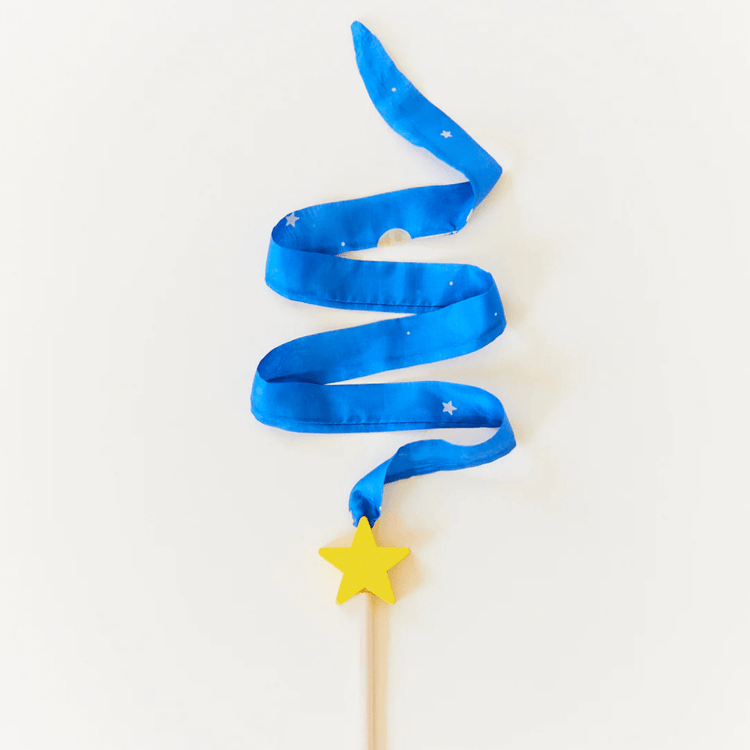 Mini Star Streamer I Silk & Wood Birthday Wand – The Playful Peacock
